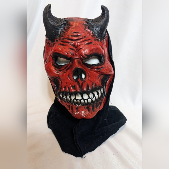 Source Unknown | Other | Full Face Red Devil Demon Mask With Cloth Hood ...